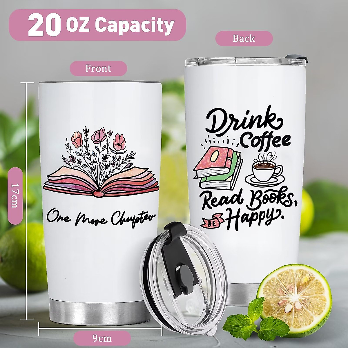 Gifts For Book Lovers - Book Accessories For Reading Lovers Include Canvas Tote Bag, 20oz Book Tumbler, Pink Sock, Bookmarks - Book Club Gifts For Readers Librarian Bookworms Friends Family