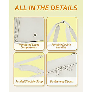 Gym Bag for Women, BAGSMART Sports Travel Duffel Bag With Shoe Compartment & Wet Pocket, Carry On Weekender Duffel Bag, Water Resistant Sports Gym Tote Bags Swimming Yoga Workout - White