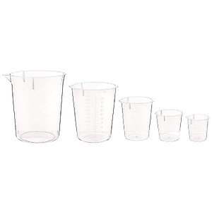 hand2mind Nestable Graduated Beakers, Plastic Beakers for Kids, Polypropylene Measuring Beaker, Beaker Set, Science Lab Equipment, Chemistry Set Supplies, Science Laboratory Supplies (Set of 5)