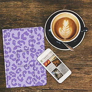 Universal Case for 10.5-11.5 inch Tablet, Leather Stand Protective Case Cover for 10.5" 11" 11.5" Tablet with Adjustable Fixing Silicon Band, Purple Leopard