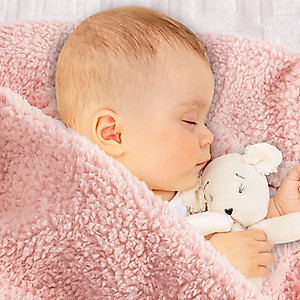 Bertte Sherpa Fleece Baby Blanket | Plush Swaddle Receiving Blankets Super Soft Warm Lightweight Breathable for Infant Toddler Crib Stroller - 33"x43" Large, Pink, Sherpa - Pink