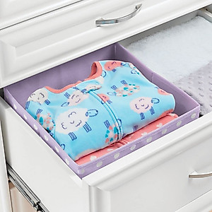 mDesign Fabric Bin for Cube Organizer - Foldable Storage Cube - Collapsible Closet Storage - Cloth Bin Box for Child/Kids Bedroom, Nursery, Toy Room - Polka Dot Print - 10 Pack - Light Purple/White