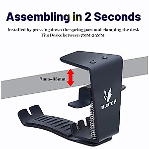 Berlxua Headset Headphone Hook Holder Hanger Mount, Headphones Stand for Desk, Headphone Clamp Under Desk Design with Adjustable & Rotating Arm Clamp for PC Gaming, Office