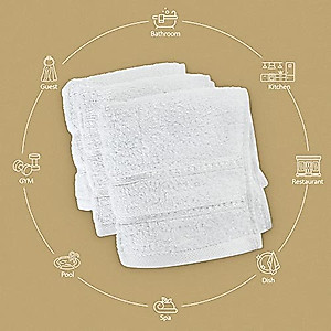 Utopia Towels - 12 Pack Viscose Luxury Wash Cloths Set (12 x 12 Inches) 100% Cotton Ring Spun, Highly Absorbent and Soft Feel Essential Washcloths for Bathroom, Face Towel, Gym and Spa (White)