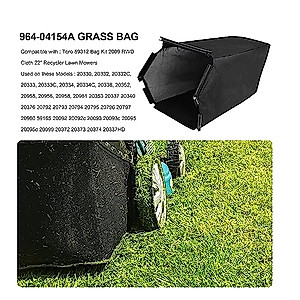Powswopx 964-04154A Lawn Mower Grass Bag Replacement Compatible with MTD/Craftsman 964-04154 M105 140cc, Fits 21” Lawn Mower Bag (Without Grass Catcher Frame)