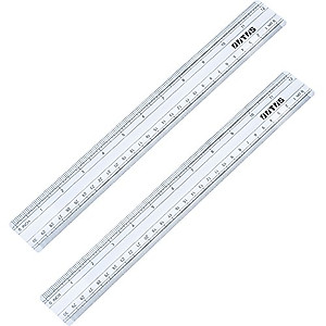 2 Pack Plastic Ruler Straight Ruler Measuring Tool 12 Inches (Clear, 31.4 x 3.8 x 0.3 cm)