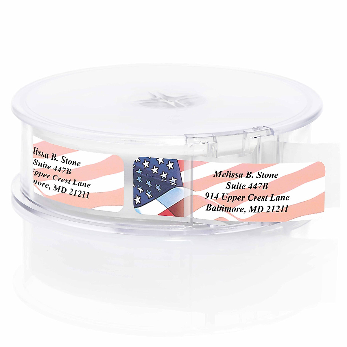 Proudly American Flag Personalized Return Address Labels with Elegant Dispenser - Roll of 250 Custom USA Stickers
