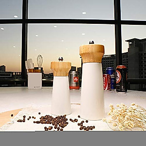 Salt and Pepper Grinders White Salt Shaker Wooden Pepper Salt Grinder Set Pepper Mill - Stainless Ceramic Refillable for Sea Salt Black Pepper - 5" And 6" Christmas Gift Set By Tessïe & Jessïe