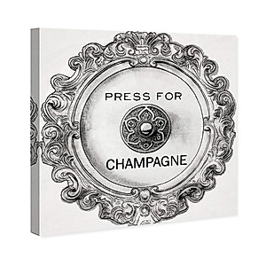 Wynwood Studio Drinks and Spirits Wall Art Canvas Prints 'Press Round' Champagne Home Décor, 20" x 20", Gray, White