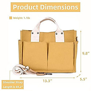 Mudono Canvas Tote Bag for Women Causal Multi Pockets Crossbody Purse Large Messenger Shoulder Bag Travel Everyday Handbag