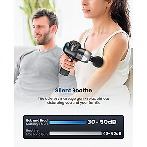 BOB AND BRAD C2 Massage Gun, Mini Massager Gun Deep Tissue, Professional Electric Back Massager for Athletes, Handheld Massager with LED Stall Force Display, FSA and HSA Eligible - Silver Grey