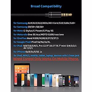 3.5mm Jack Earbuds Wired Earphone for Chromebook PC Laptop Samsung Galaxy S10 A25 A15 5G Plug in Audio Ear Buds Noise Canceling HiFi Stereo in Ear Headset Corded Headphones for Kindle Fire HD 10,8,7