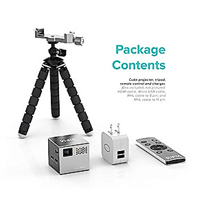 RIF6 CUBE Mini Projector - 2 inch Portable Handheld Projector Screen with Built In Speakers and HDMI Input for SmartPhone, Gaming and Home Movie Theater - Pocket Video Projectors with Full LED Display