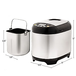 OVENTE Bread Maker Machine with Gluten Free Setting, 19 Preset Menu, Digital Display and Nonstick Baking Pan, Perfect for Homemade Loaf, Sourdough, Wheat, Dough, Black BRM5020B