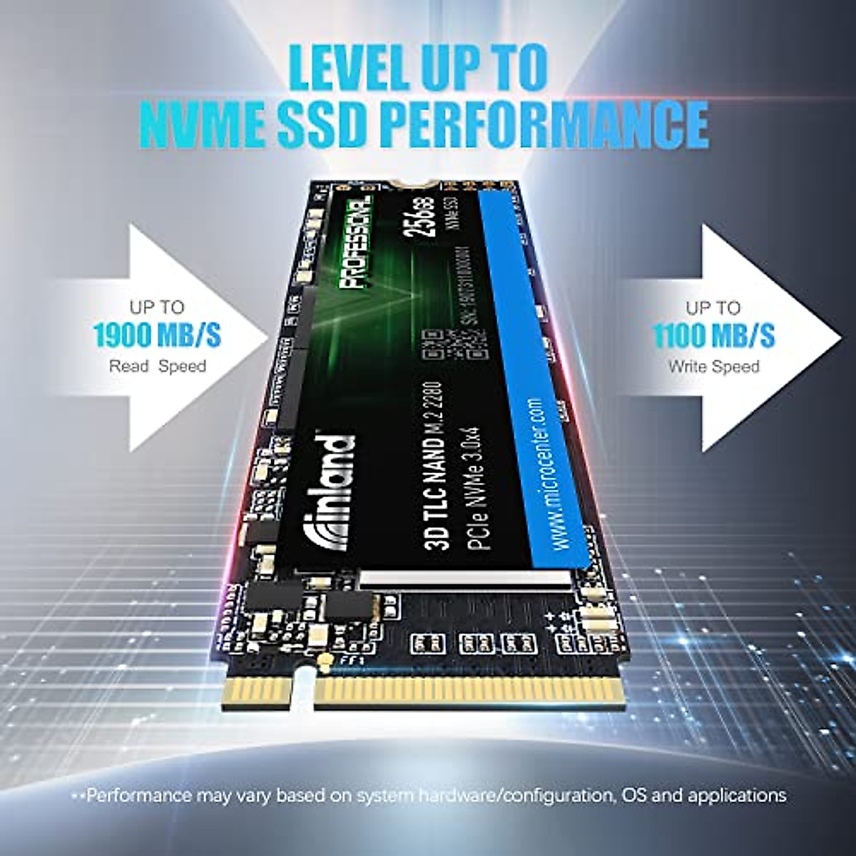 Inland Professional 256GB NVMe SSD M.2 2280 PCIe Gen 3.0x4 3D TLC NAND Internal Solid State Drive, PCIe Express 3.1 and NVMe 1.3 Compatible (256GB)