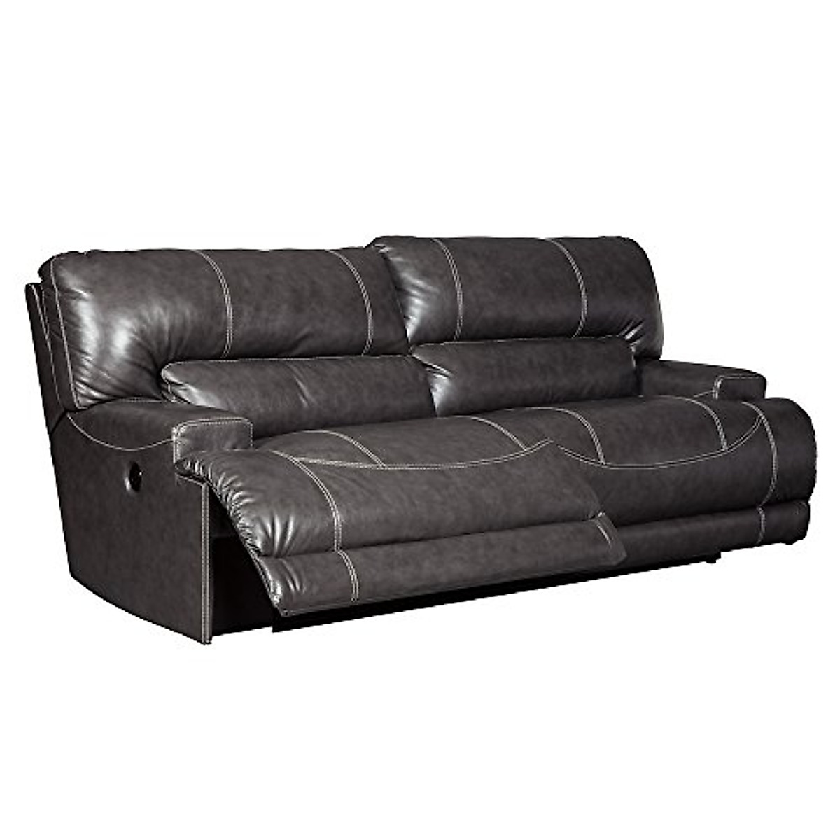 Signature Design by Ashley McCaskill Leather 2 Seat Oversized Power Reclining Sofa Dark Gray