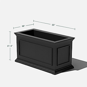 Veradek Brixton Series Large Plastic Planter - Black, Outdoor Patio/Balcony, All-Weather Resistant, Dimensions: 17.5"H x 16"W x 32"L, Classic Estate Design for Flowers, Trees, Shrubs