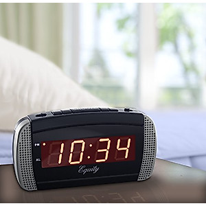 Equity by La Crosse 30240 Super Loud LED Alarm Clock,Black/Silver