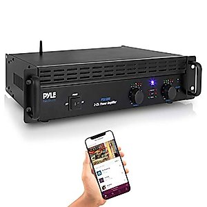 Pyle Professional Audio Bluetooth Power Amplifier - 2-Channel Rack Mount Bridgeable, LED Indicators, Shockproof Binding Posts, Cooling Fans 1000 Watt - Pyle PTA1000