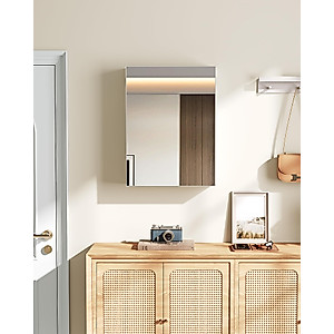 CHOEZON Bathroom Medicine Mirror Cabinet, Wall-Mounted Bathroom Vanity with Mirror, Bathroom Medicine Cabinet with Storage Function, Hanging Storage Cabinet, Adjustable Shelves, White