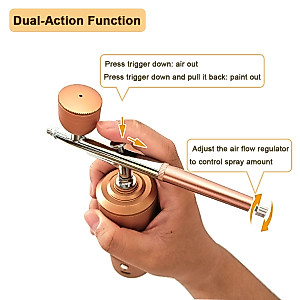 Nabowner Airbrush Kit with Compressor, Dual Action Cordless Airbrush Gun, 30PSI Portable Airbrush Kit for Makeup, Nail Art, Tattoo, Wall Graffiti, and Cake Decorating（Golden）…