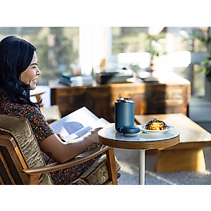 Fellow 16 oz Carter Everywhere Travel Mug - Wide Mouth Vacuum-Insulated Stainless Steel Coffee Mug - Tea and Coffee Tumbler - Travel Coffee Mug with Ceramic Interior - Stone Blue