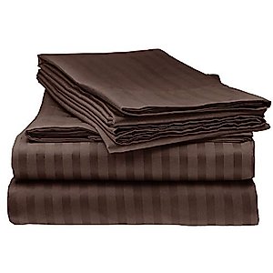 Cotton Home Depot Twin Collection Bed Sheet Set 28 Inch Deep Pocket 4-Piece Bedding Set - Wrinkle, Stain, Fade Resistant - Chocolate Brown