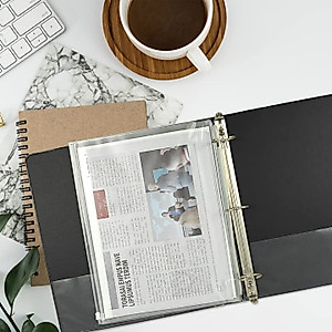 YoeeJob 3 Holes Clear PVC Zipper Binder Pocket Insert Pages Letter Size, 8 1/2"x 11 Loose Leaf Binder Filing Storage Bags 15 Per Pack