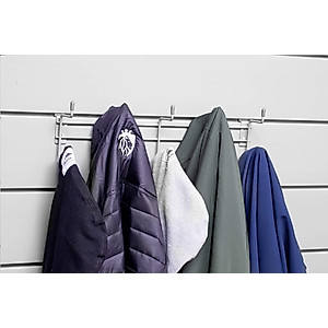 Crownwall Heavy Duty Steel Coat Hooks Bracket with 10 Pegs, Compatible Slat Wall Storage Organizer (2 Pack)