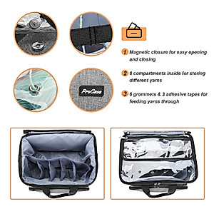 ProCase Knitting Bag with Inner Divider, Yarn Storage Organizer Crochet Tote Bags for Projects, Knitting Needles, Crochet Hooks and Other Knitting Supplies (No Accessories Included), Black