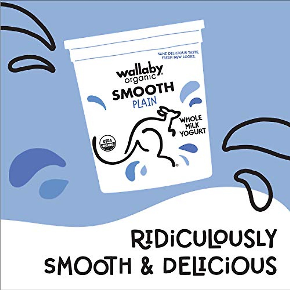 Wallaby Organic Aussie Smooth Whole Milk Regular Yogurt, Vanilla, USDA Organic, 32 oz.