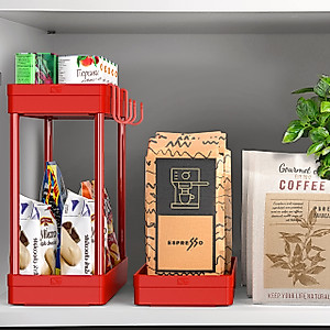 SimpleHouseware Kitchen Cart Storage 3-Tier Slim/Super Narrow Shelves with Handle, 26.5'' Height/5.5'' Width for Narrow Place, Red