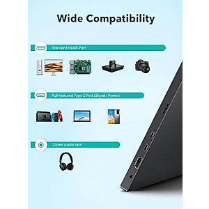 EVICIV Portable Monitor 17.3 Inch 2K 450cd/㎡ 2560X1440 100% sRGB HDR Lightweight Frameless Computer Monitor with VESA FreeSync Travel Monitor Extender Screen for Laptop PC Phone