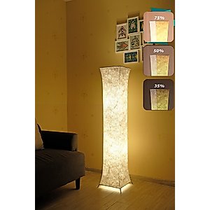 LEONC Design 52'' LED Floor Lamp & 2 Light Bulbs，Contemporary Roman Columns Standing Floor Lamps for Living Room Bedroom Warm Atmosphere(Tyvek Dupont 10 x 10 x 52 inch)