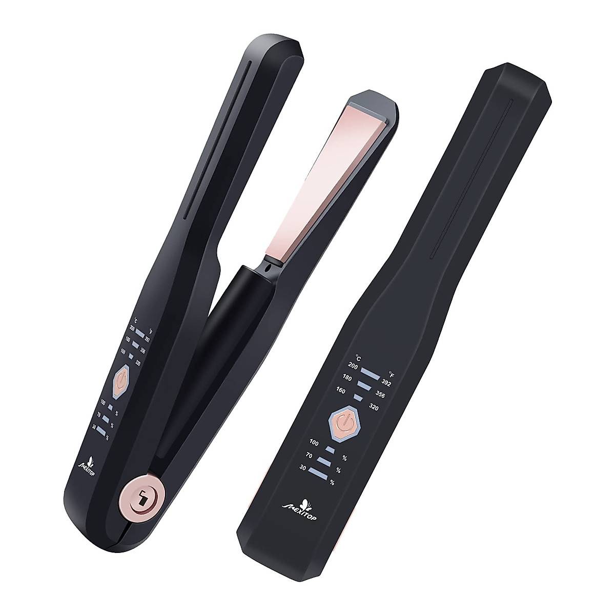 MEXITOP Cordless Hair Straightener and Curler 2 in 1 - USB Rechargeable with Adapter Multi-Styler Twist Ceramic Flat Iron, Mini Portable Hair Modeling Tool Lasts 40-Minutes, 3 Levels Adjustable Temps