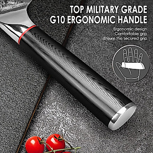 Home Safety Damascus Steel Chef Nakiri Knife 2Pcs Professional Cooking Knife Set – Razor Sharp Kitchen Chef's Knives with Ergonomic G10 Handle, Water Ripple Blade Non-Stick Cleaver, Gift Box