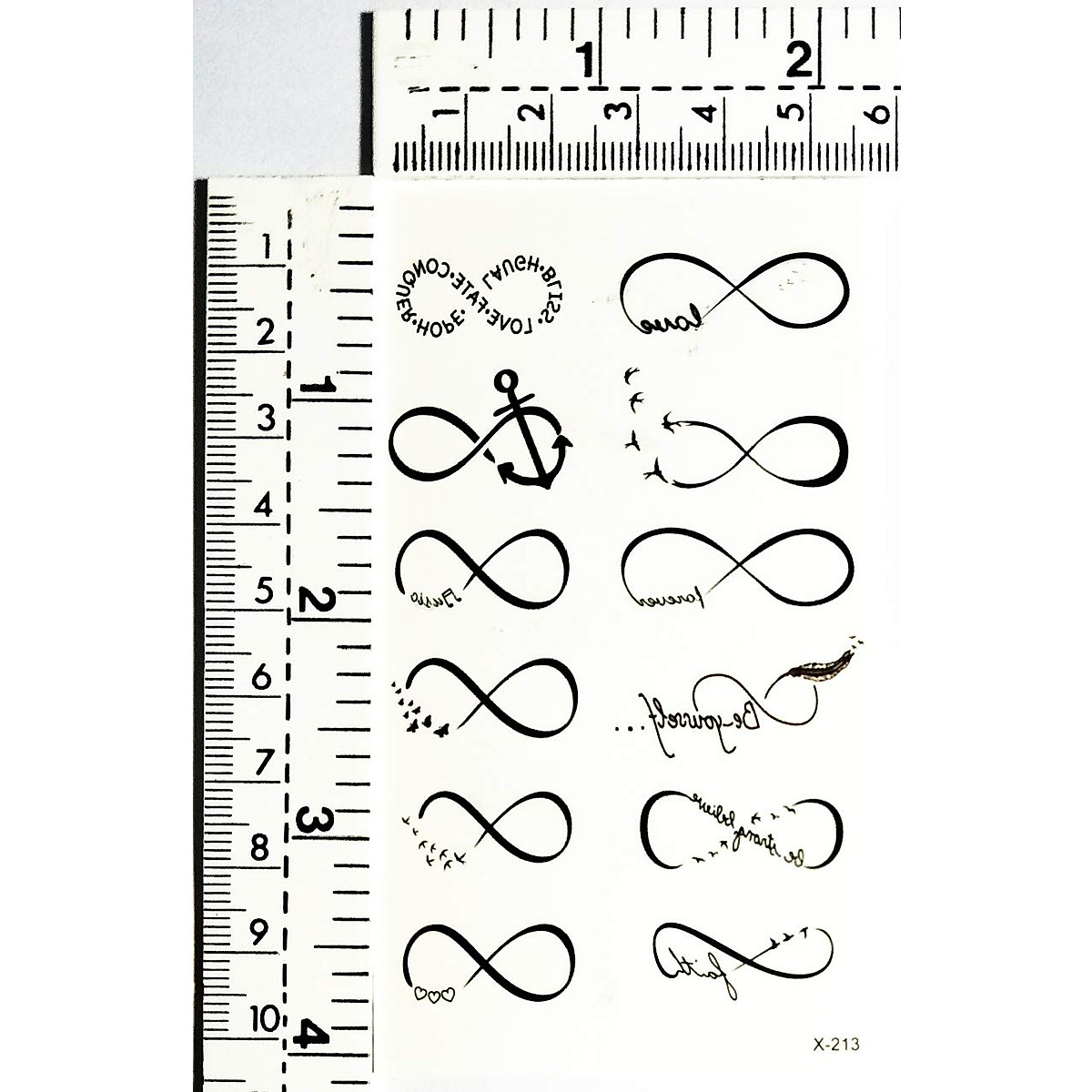 Mini Tattoos 2 Sheets Anchor Heart Bird Eight Infinity Lines Cartoon Tattoos Art Stickers Waterproof Temporary Painting Make up Sexy Body Fake Tattoo for Men Women Teens (01)