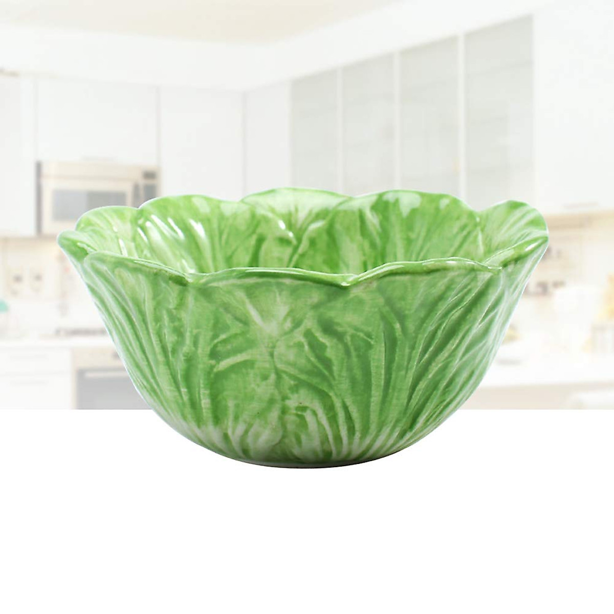 UPKOCH Kids Ceramic Bowl Chinese Cabbage Design Food Bowls Container for Dessert Fruit Salad (Green)