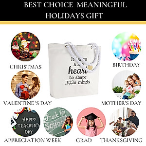 MARKHA Teacher Appreciation Gifts - Best Teacher Gifts for Women, Cool Gifts for Teachers Women - Sturdy, Durable and Washable Teachers Tote with Soft Rope Handle