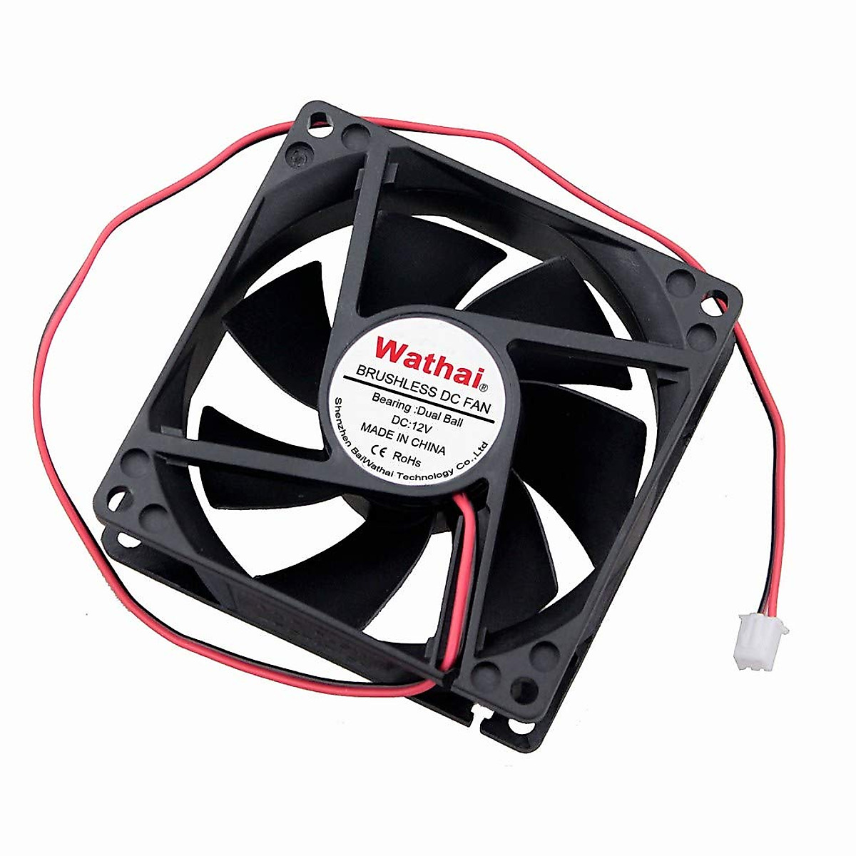Wathai 80mm x 25mm DC Brushless Case Cooling Fan 12V 0.35A Ball Bearing 4500RPM High Speed