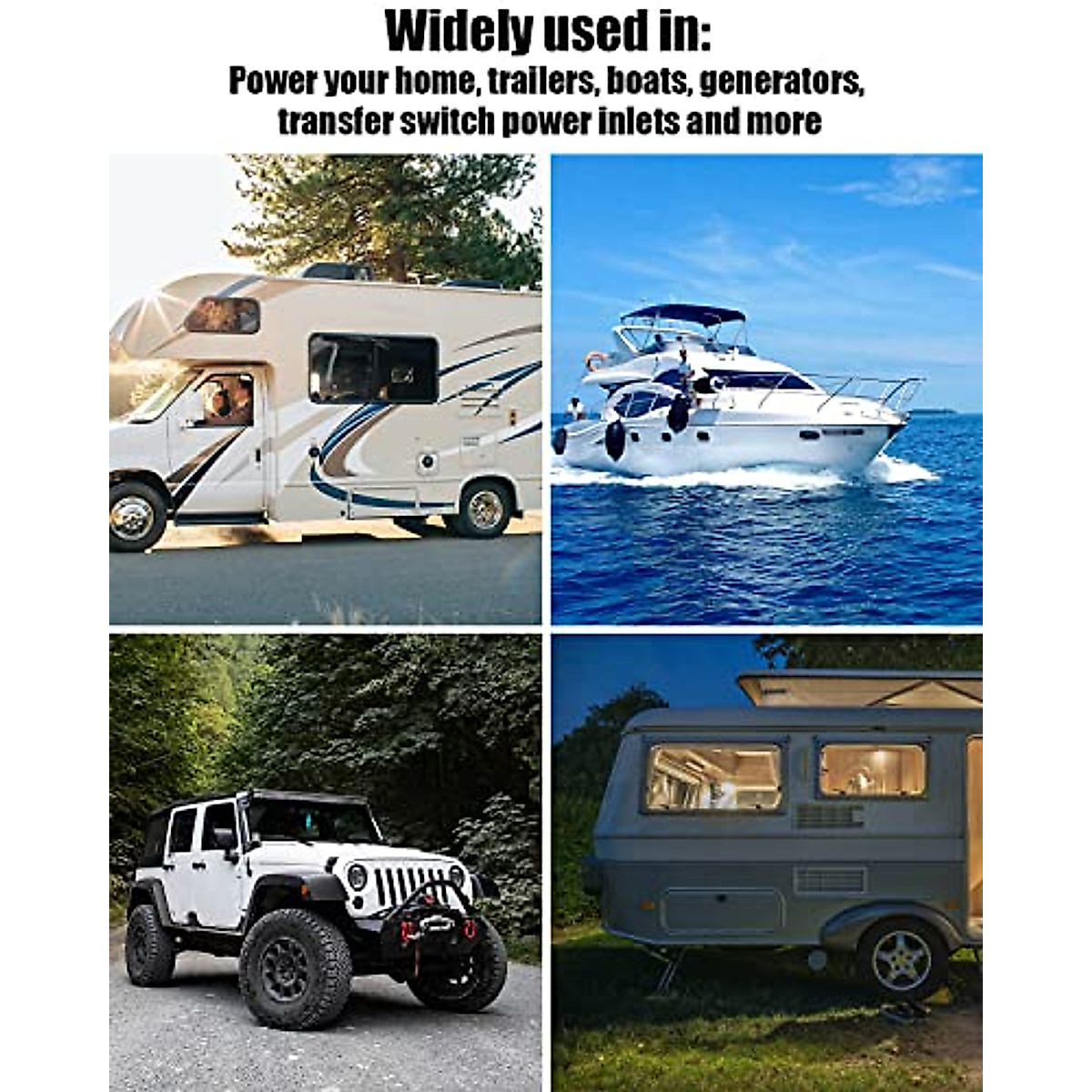 TADYAO 30Amps Flanged Power Inlet, NEMA L14-30P Generators Flanged Inlet Plug 125/250V 7500W RV Power Outlet with Cover