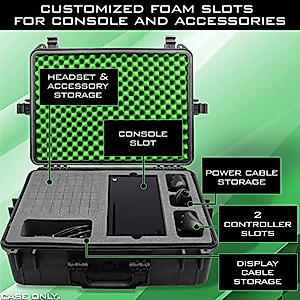 CASEMATIX Hard Shell Travel Case Compatible with Xbox Series X Console, Controllers, Headset and Other Accessories - Waterproof and Crushproof Carrying Case with Customized Foam Interior