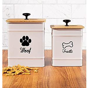 Dog Treat Container Airtight Set of 2 - 8x6" & 7x5" Dog Treat Jars with Lids Airtight - Dog Treat Jars for Kitchen Counter - Dog Treat Canister - Big Dog Cookie Jar Dog Treat Jar - Pet Treat Container