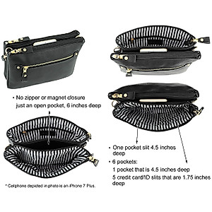 B BRENTANO Multi-zipper Double Pocket Crossbody Handbag Purse (Stone)