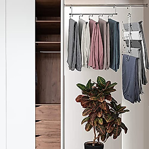 Pants Hangers Space Saving,5 Layers Pants Hangers with Non-Slip Foam Padded Swing Arm Trousers Hangers Heavy Duty Multi-Layer Pants Hangers Rack for Jeans Trousers Skirts Scarf(2 Pack)