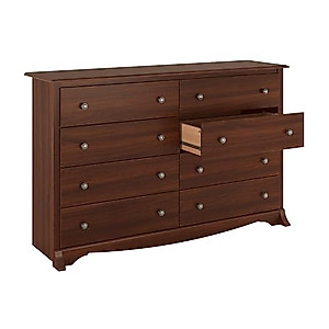 Prepac Sonoma 8 Drawer Double Dresser for Bedroom, Wide Chest of Drawers, Bedroom Furniture, Clothes Storage and Organizer, 17.25" D x 59" W x 37" H, Cherry, CDC-6338