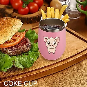 Cartoon Pigs Funny Wine Tumbler 12 Oz Stainless Steel Insulated Mug Double Wall Water Cup with Lid