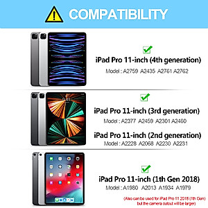 ABEIFAN iPad Pro 11 inch Case with Keyboard, Wireless Detachable Keyboard for iPad Pro 11-inch 4th 2022/ 3rd 2021/2nd 2020 with Pencil Holder, Grey Purple
