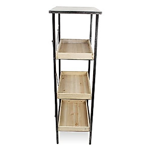 Cheung's Storage Rack Metal 4 Tier Shelf with 3 Wooden Shelves, Black, Gray