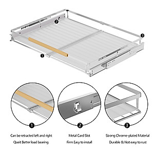 SANNO Pull Out Cabinet Organizer, Slide Out Cabinet Shelf,Under Sink Slide Out Cabinet Organizer, Pots Pans Organizer Smooth Roll,Expandable Width 16.1~26.4" W